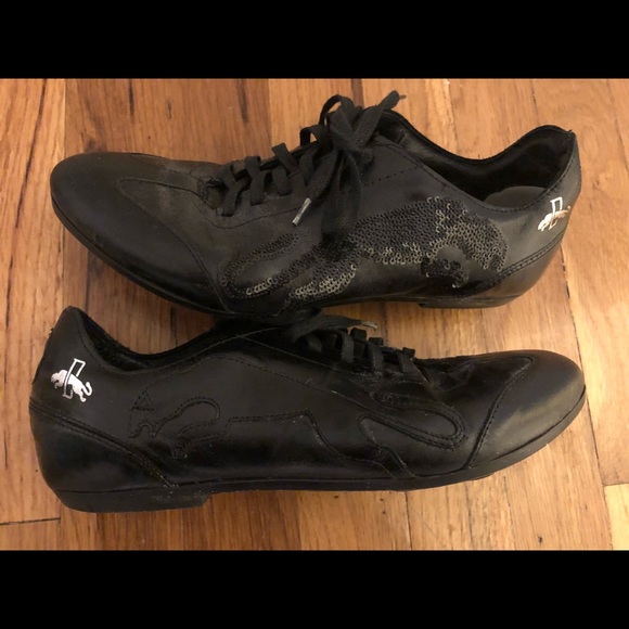 Puma | Shoes | Pumas Italy Black Sequin Leather Sneakers 7 | Poshmark